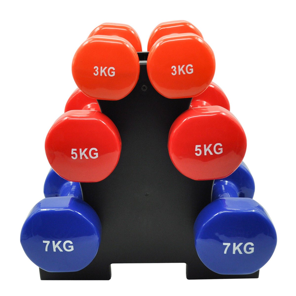 3kg + 5kg + 7kg Total 30kg With 1 Free Rack - 3 Pairs PVC Dumbbell Set ...