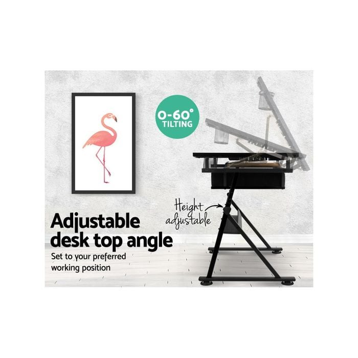 Artiss Drawing Desk With Stool Tilt Drafting Table Set Drawer Art Craft ...