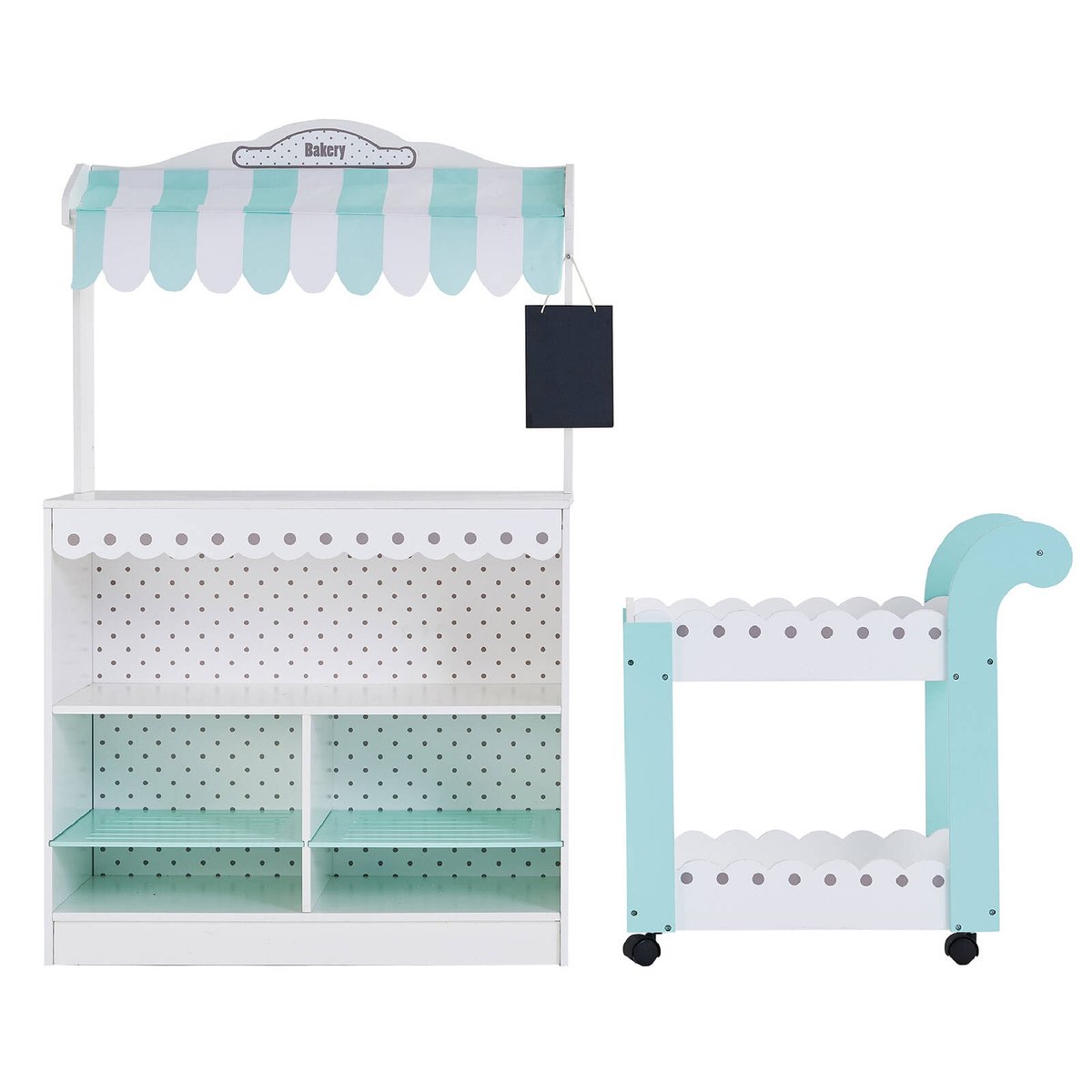 Teamson Kids My Dream Bakery Shop Dessert Stand and Rolling Pastry Cart ...