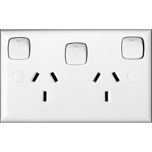 HPM 10A Double Powerpoint with Extra Switch - Bunnings Australia