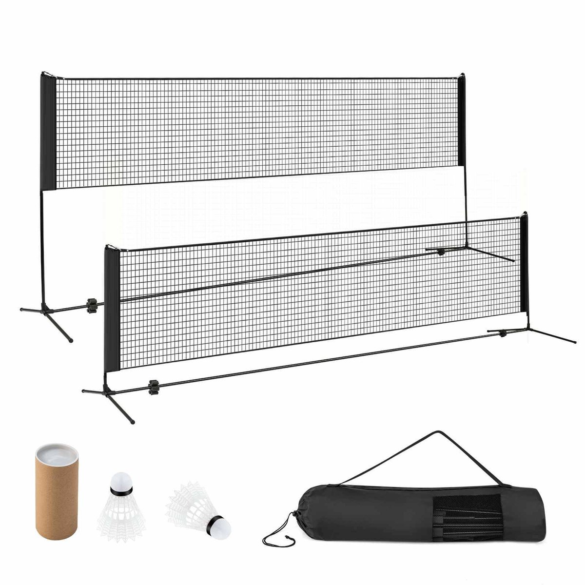 Costway Adjustable Badminton Tennis Net Set Volleyball Kit Sports Black ...