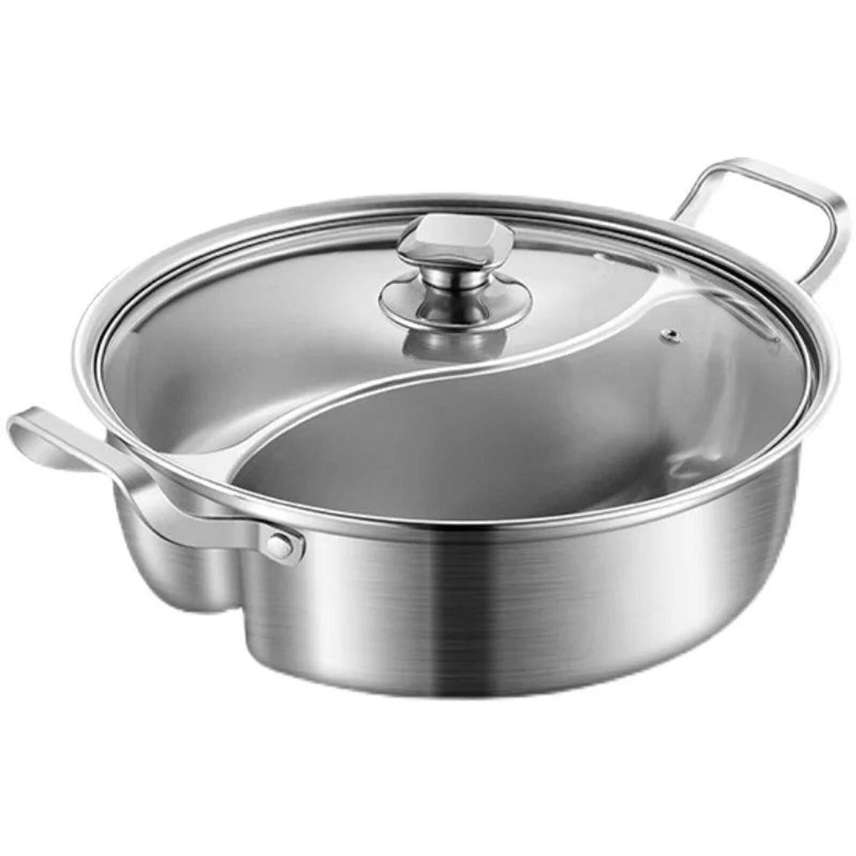 NNEOBA 32cm 316 Stainless Steel Twin Divided Hot Pot Silver - Bunnings Australia