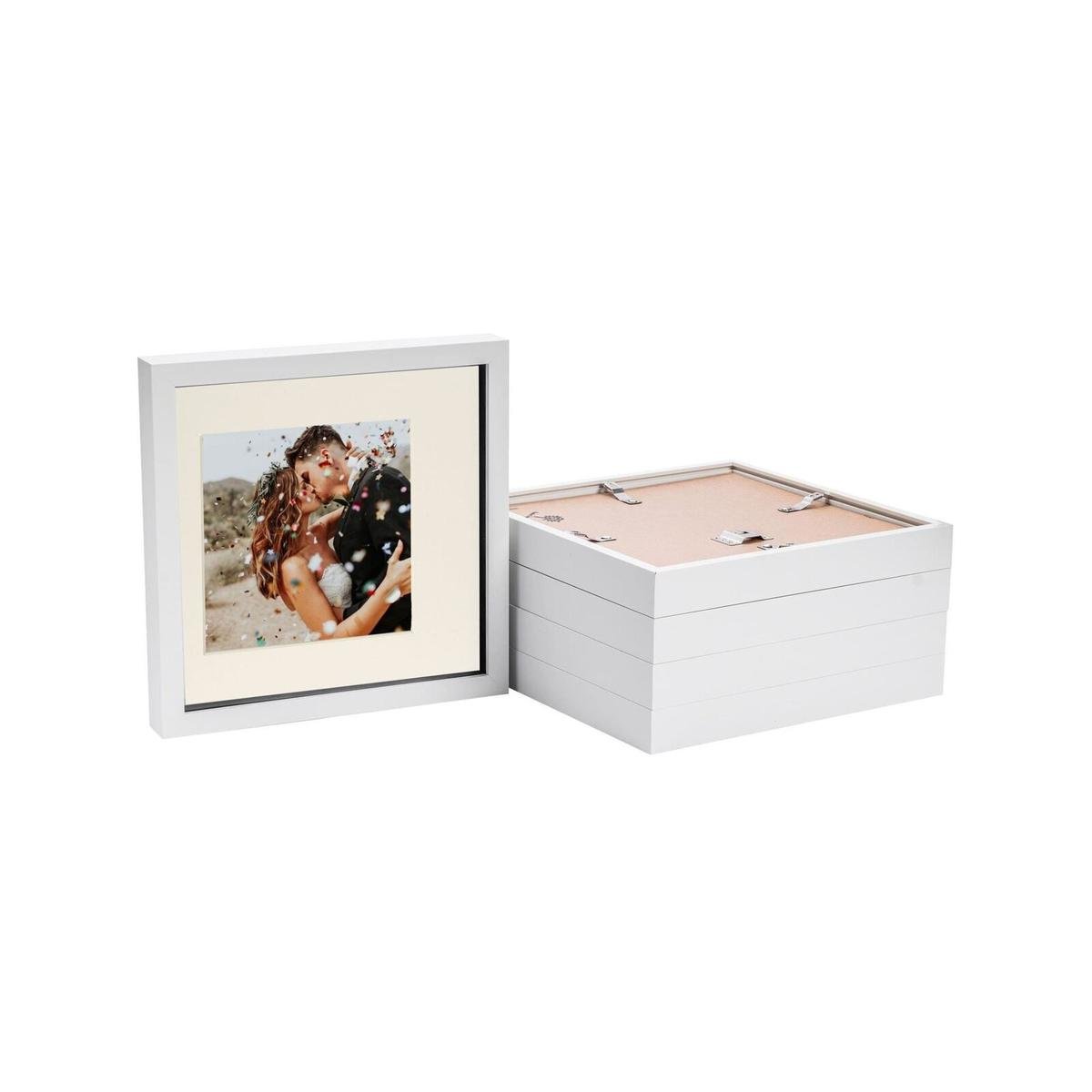 Nicola Spring 10" x 10" White 3D Box Photo Frames - 6" x 6" Mount ...