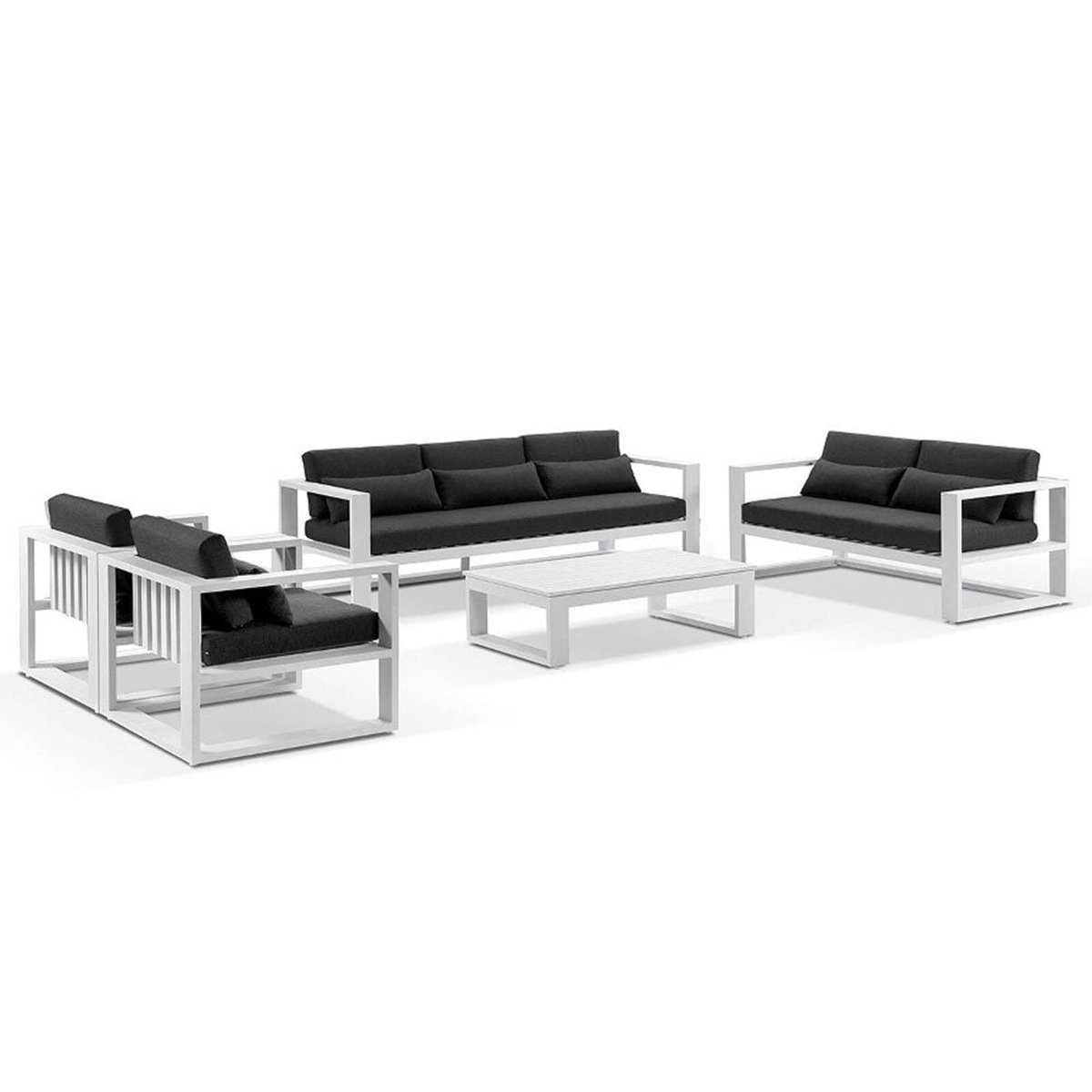 Santorini 3+2+1+1 Outdoor Aluminium Lounge Set with Coffee Table White ...