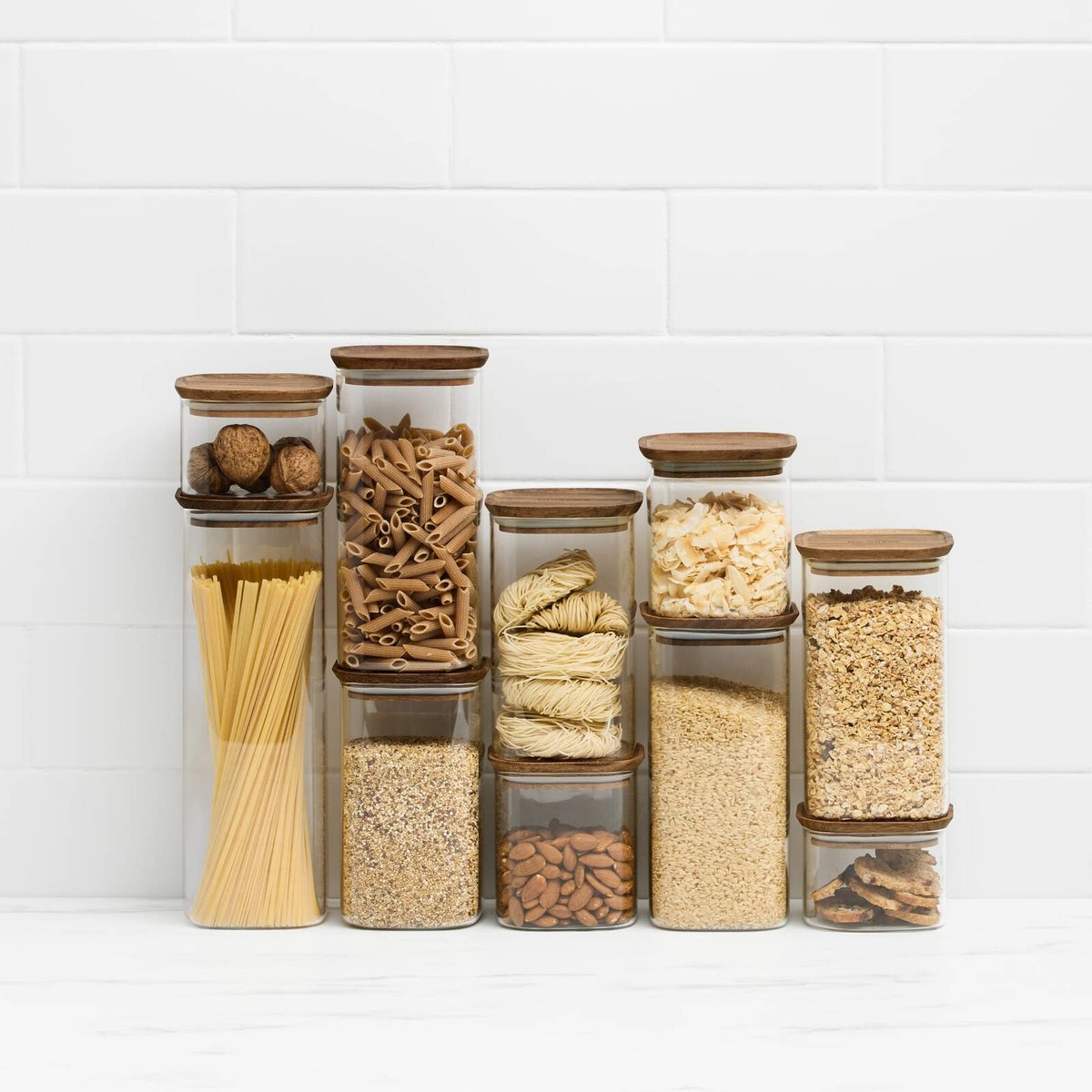 Kitchen Pro Core Glass Canister with Walnut Lid Set 10pc - Bunnings ...