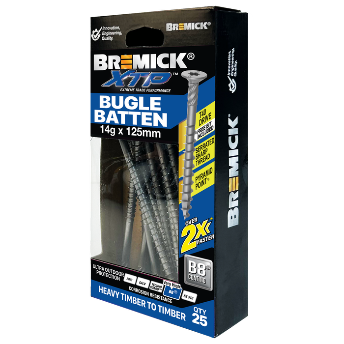 Bremick XTP 14g x 125mm T40 B8 Bugle Batten - 25 Pack - Bunnings Australia