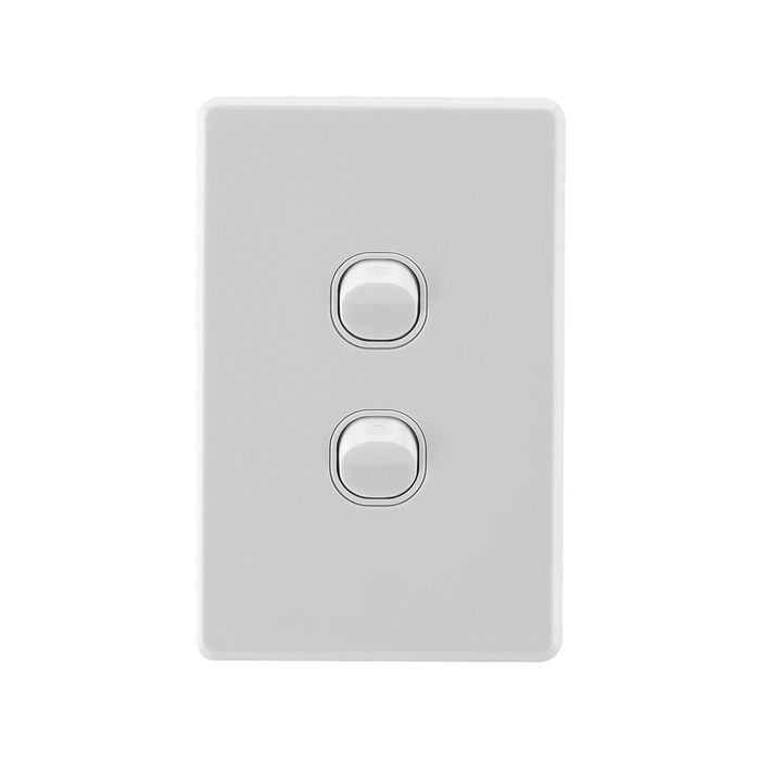 DETA White Gloss S-Line Double Vertical Wall Switch - Gloss White ...