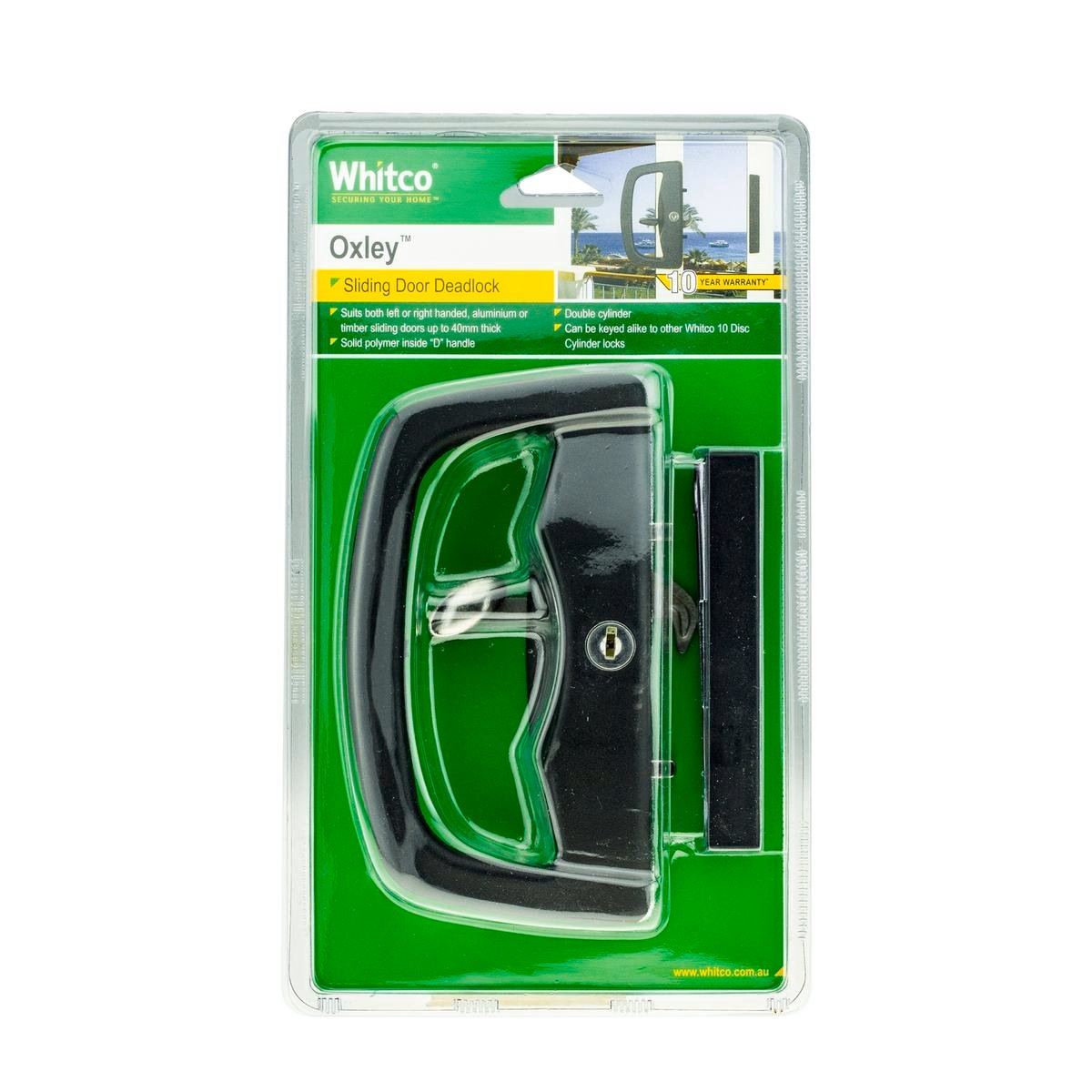 Whitco Black Oxley Sliding Patio Door Lock - Bunnings Australia