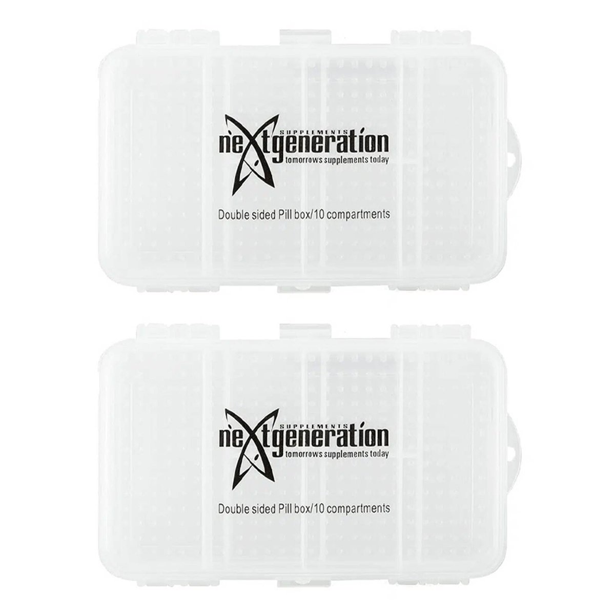 2PK Next Generation Supplements Double Sided Pill Box 10 Compartments ...