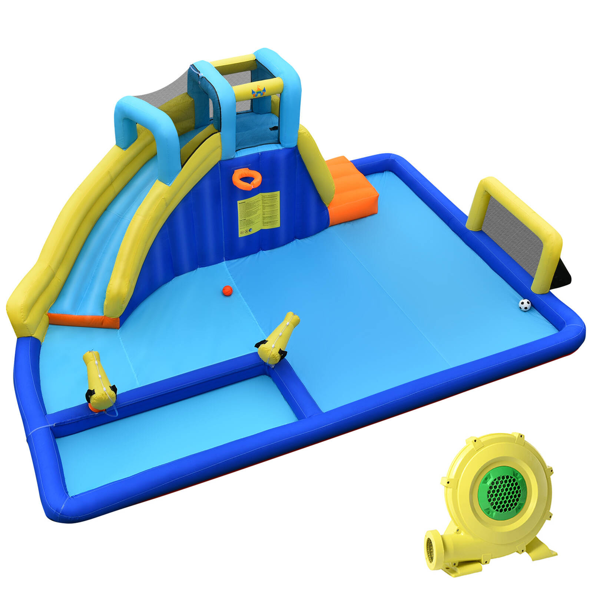 Costway Inflatable Water Slide Splash Pool Park Soccer Zone w/680W ...