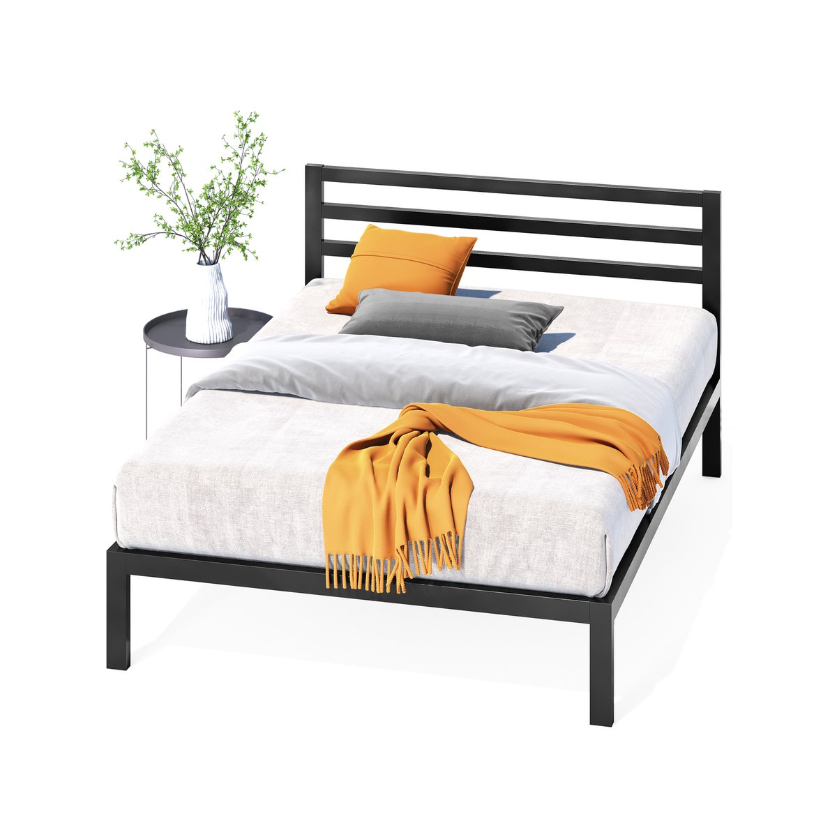 Zinus King Bed Frame Metal Bed Base Black Bunnings Australia