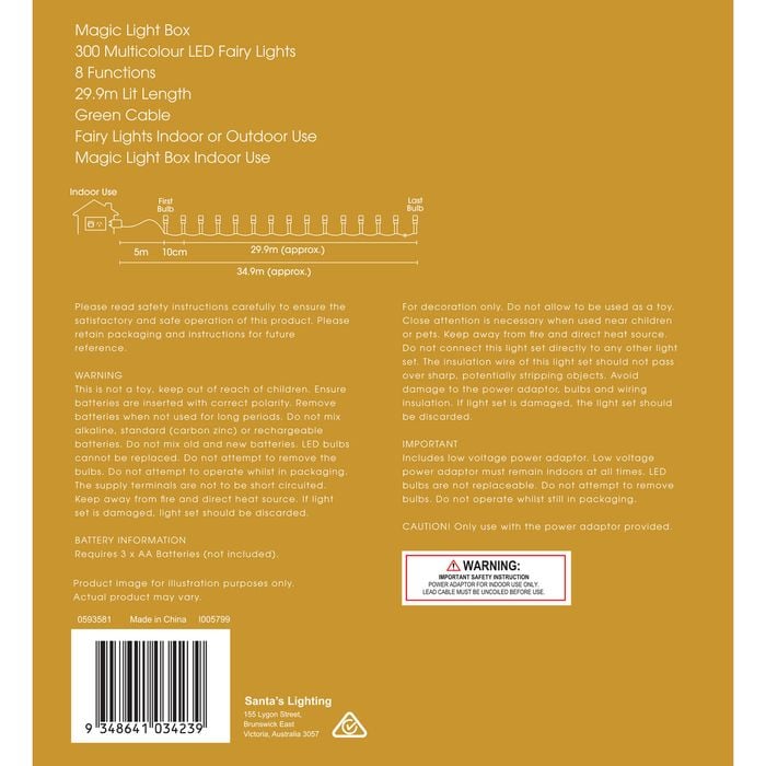 Santa's Lighting 8 Function Wireless Magic Light Box With Music And 300 ...