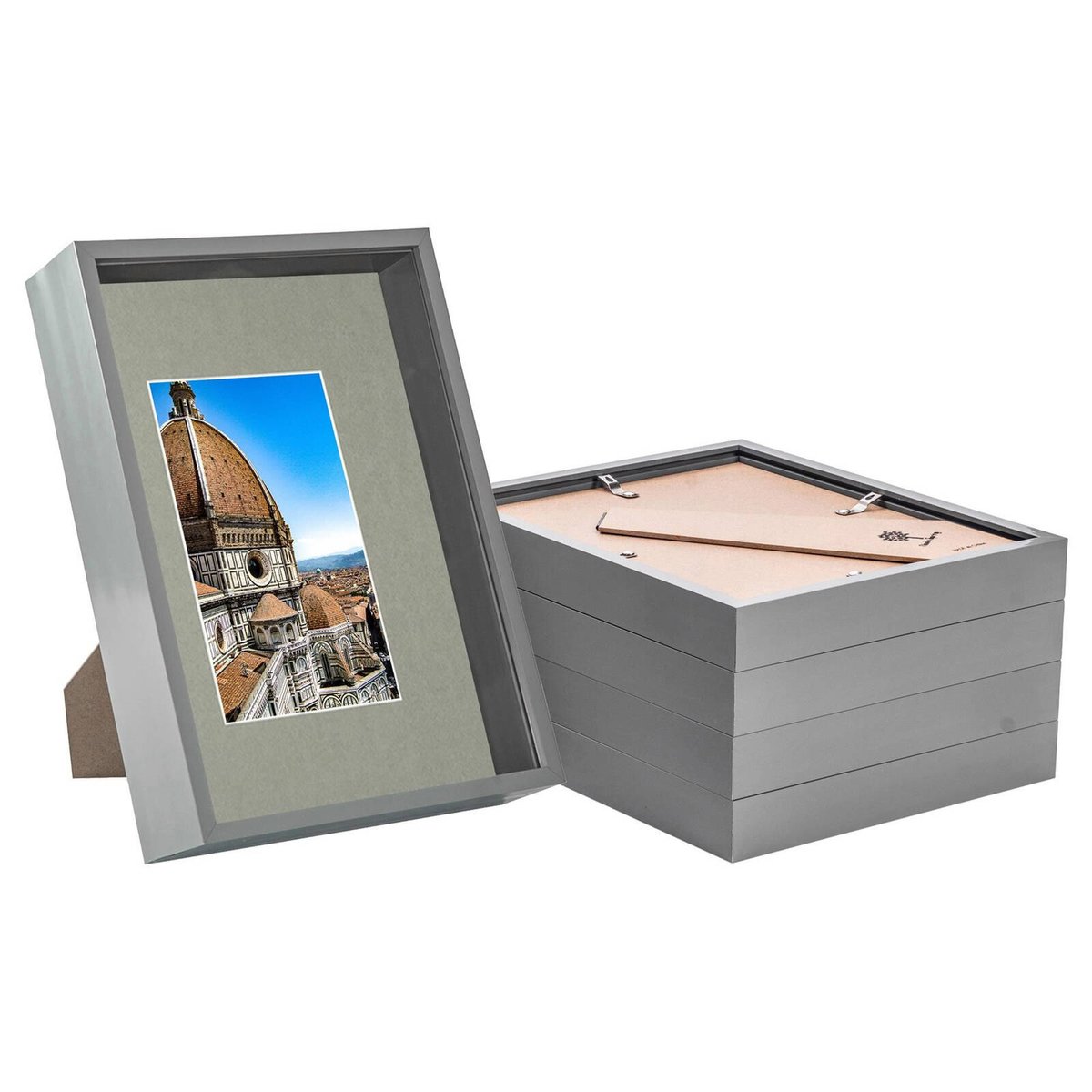 Nicola Spring 3D Deep Box Frames with A5 Mount - A4 (8" x 12") - Grey ...