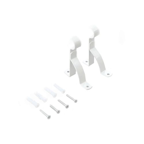 Windoware 16mm White Single Stayed Curtain Rod Bracket - 2 Pack ...