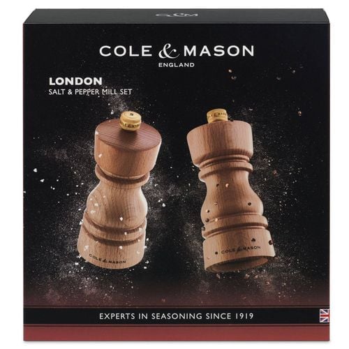Cole & Mason London 13cm Beech Wood Salt & Pepper Mill Set - Natural ...
