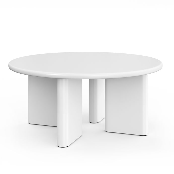 Omni 80cm Matte White Chunky Round Coffee Table - Bunnings Australia
