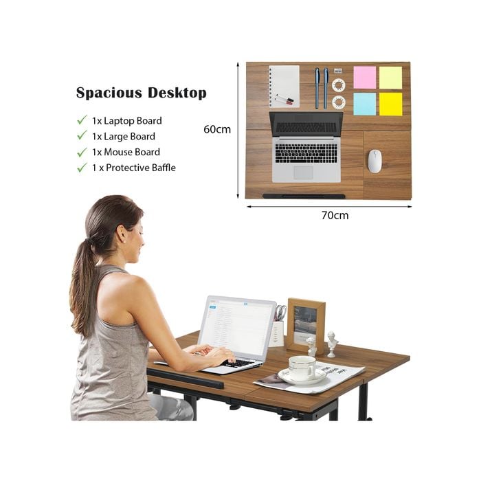 Costway Mobile Stand up Computer Desk Laptop Cart w/2 Tilting Desktops ...