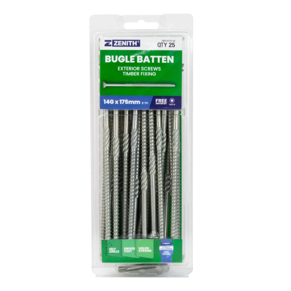 ZENITH 14G - 8 x 175mm Class 3 Galvanised Bugle Batten Screws - 25 Pack ...