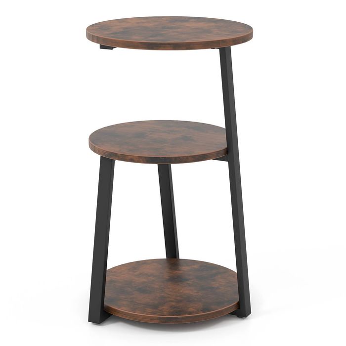 Costway Wooden Side End Table 3-Tier Round Side Table - Bunnings Australia