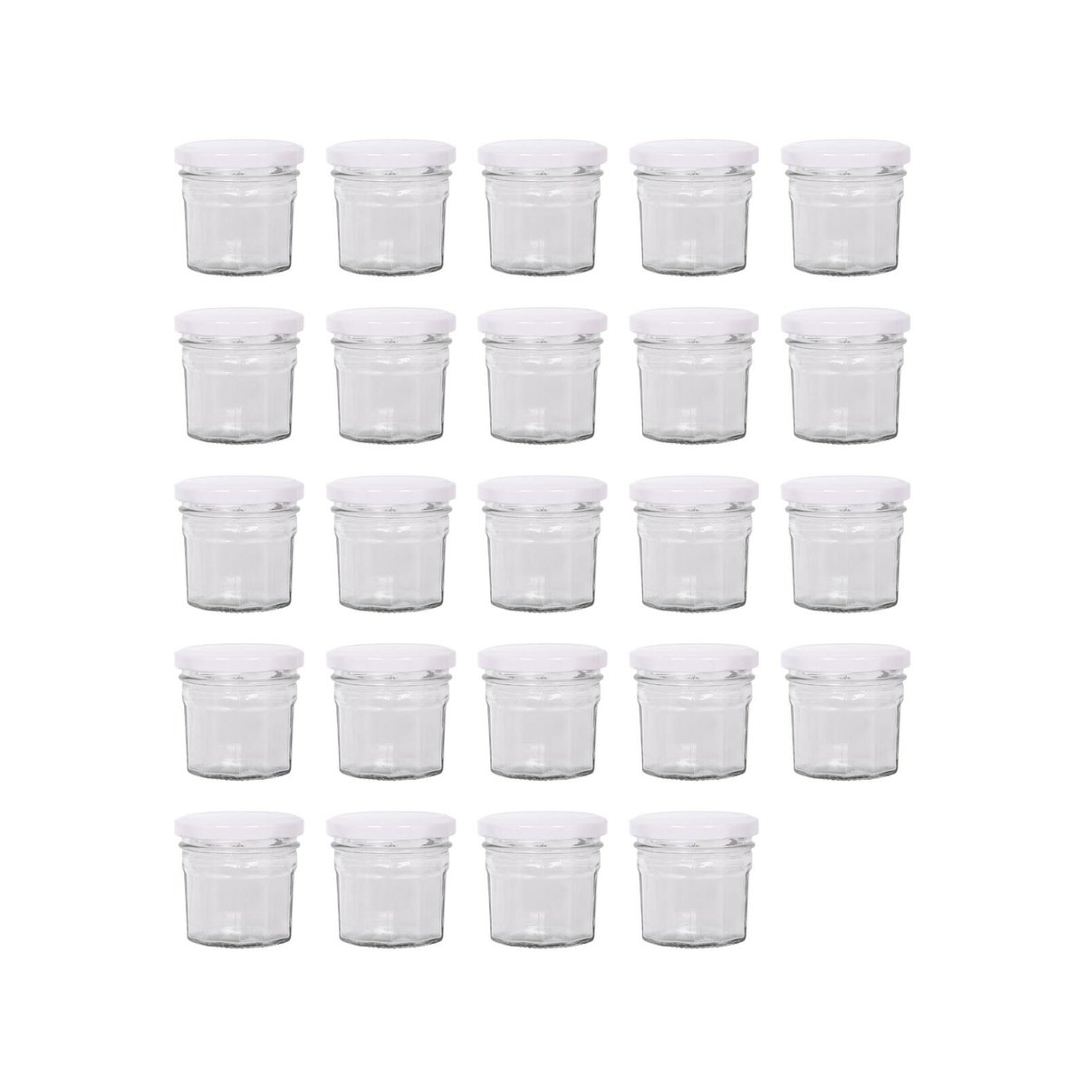 Argon Tableware Glass Jam Jars with White Lids - 90ml - Pack of 24 ...