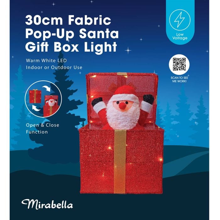 Mirabella Fabric Pop Up Santa Gift Box Light - Bunnings Australia