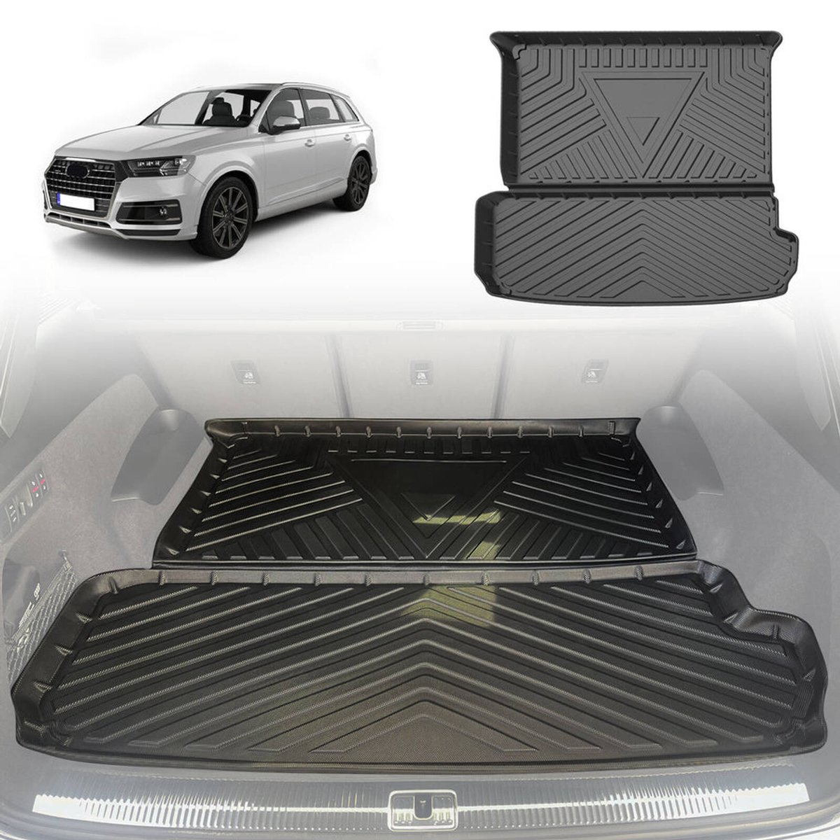 AUSGO Boot Liner for Audi Q7 SQ7 4M series 2015-Onwards Cargo Trunk Mat ...