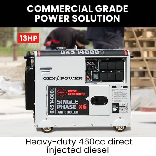 Portable Diesel Generator GenPower 8.4kW Peak Single Phase Key Start ...