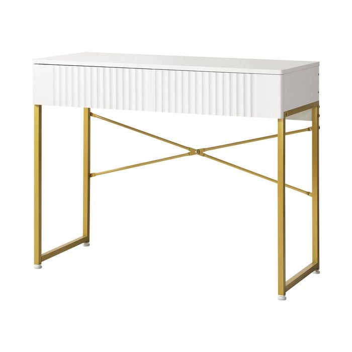 Oikiture Dressing Table 2 Drawers White and Gold - Bunnings Australia
