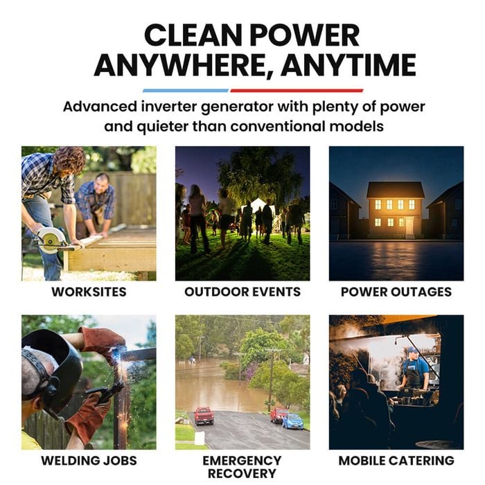 GENPOWER 8.5kW Peak 8.2kW Inverter Generator, Push Button & Remote ...