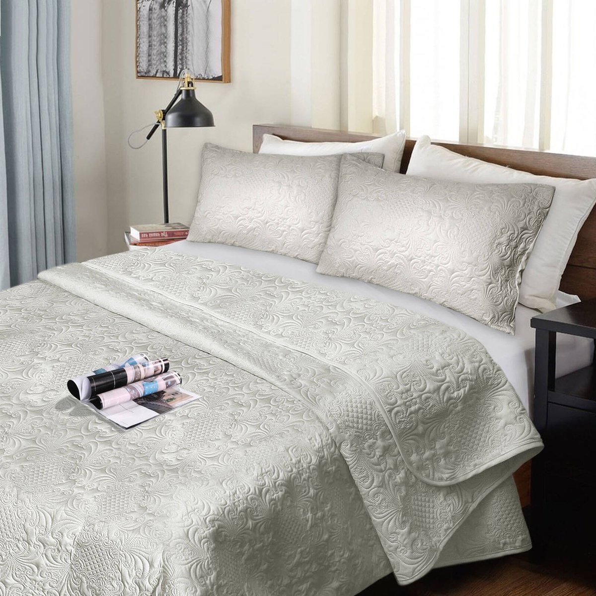 Ramesses 3 Piece Ultrasonic Comforter Set King Silver - Bunnings Australia