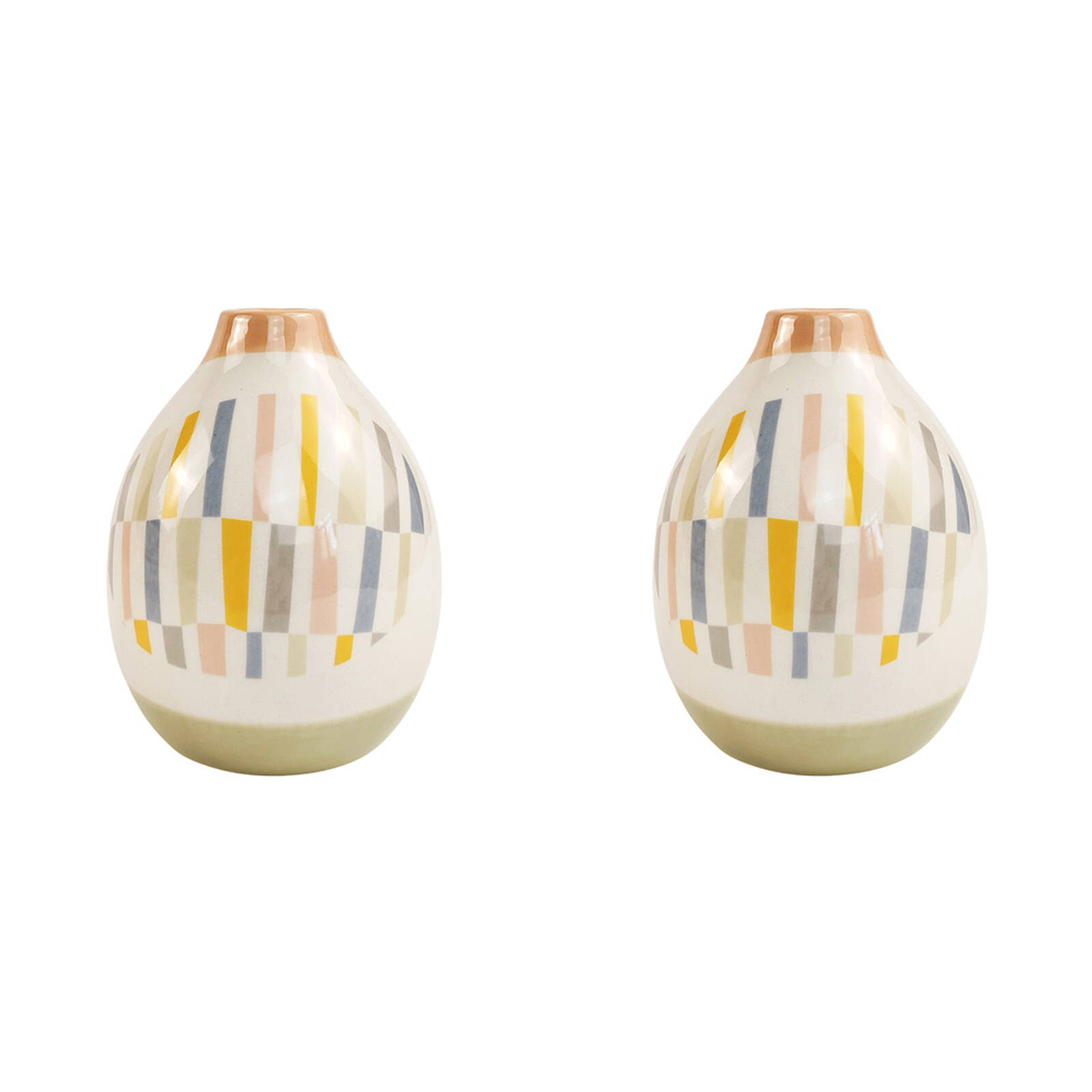 2x Urban Maldon Stripe 13cm Ceramic Flower Vase Home Decorative Pot ...