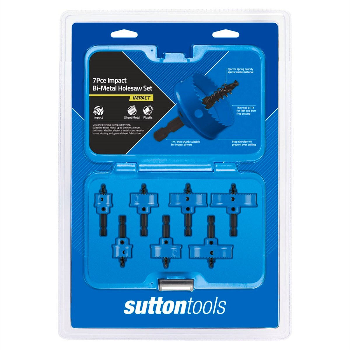 Sutton Tools 7 Piece Bi-Metal Impact Holesaw Set - Bunnings Australia