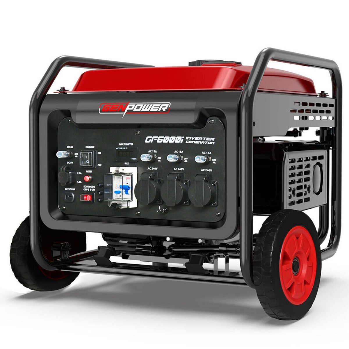 GENPOWER 6kW Peak 5kW Open Frame Inverter Generator, 3x15A, 15L Tank ...