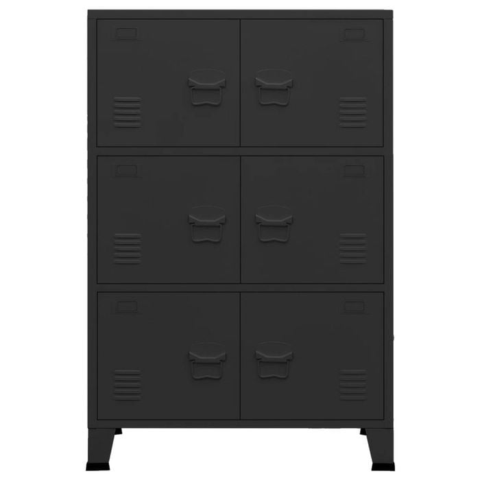 vidaXL Industrial Storage Chest Black Metal Container Side Cabinet ...