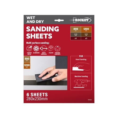 Rocket 800/1200 Wet Dry Sanding Sheets - 6 Pack - Bunnings Australia