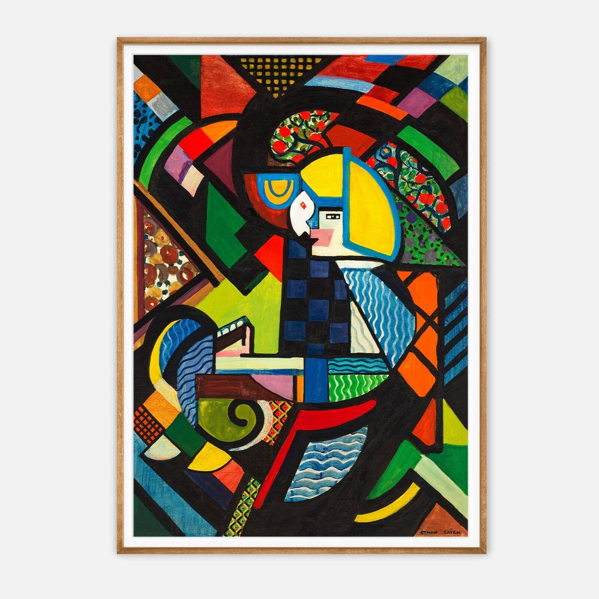 Galrie Vibrant Abstract Geometric Art Print by Eytan Saban – Colorful Wall Decor, Wood Frame, A4 ...
