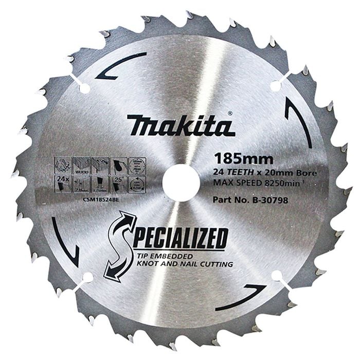 Makita 185mm 24T Knot and Nail Circ Saw Blade B-30798 - Bunnings Australia