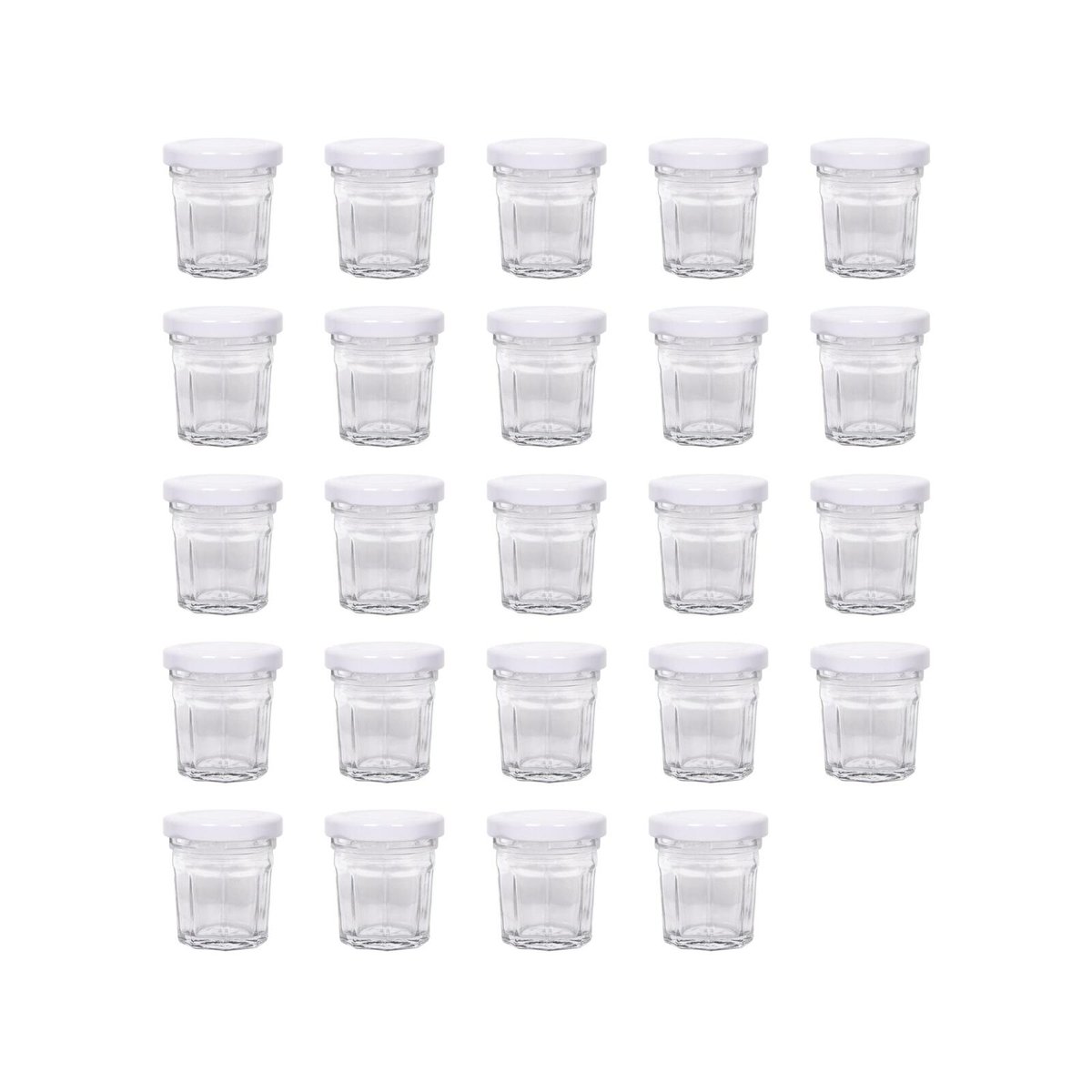 Argon Tableware Glass Jam Jars with White Lids - 30ml - Pack of 24 ...