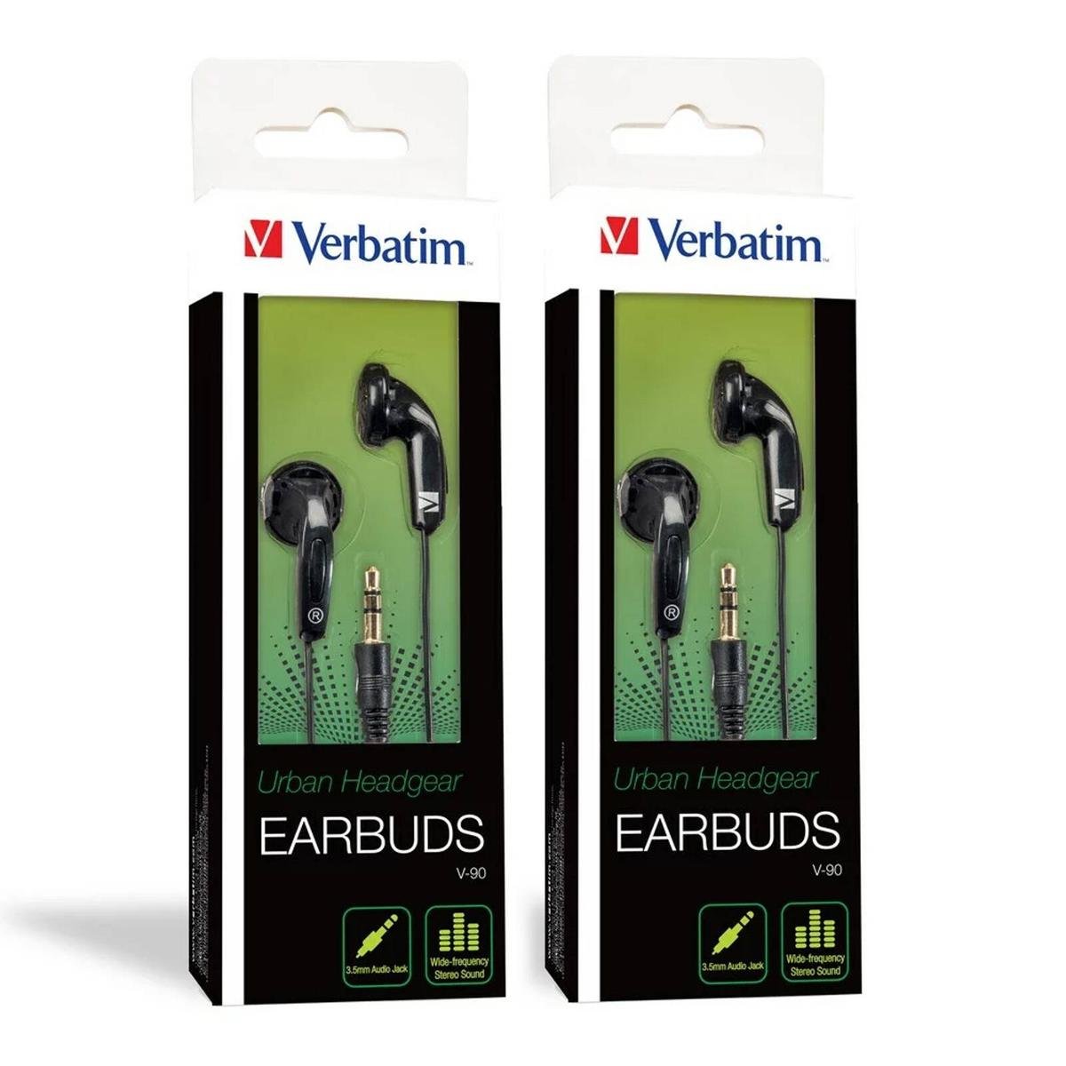 2PK Verbatim Earbud Stereo In Ear Headphones Set Black - Bunnings Australia