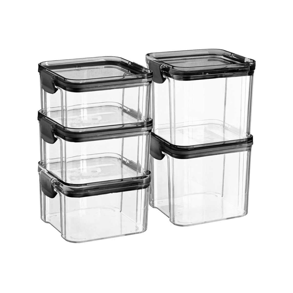 5 Piece Food Containers Set - 2 Sizes - Black - Bunnings Australia