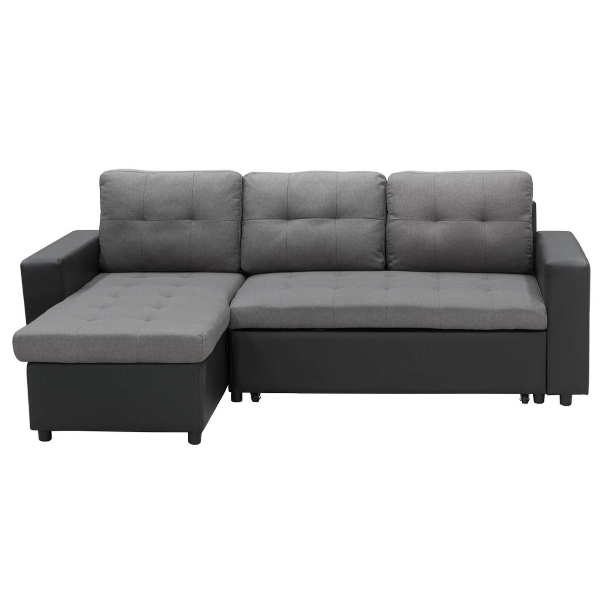 Sarantino 3-Seater Corner Sofa Bed Storage Lounge Chaise Couch Grey ...