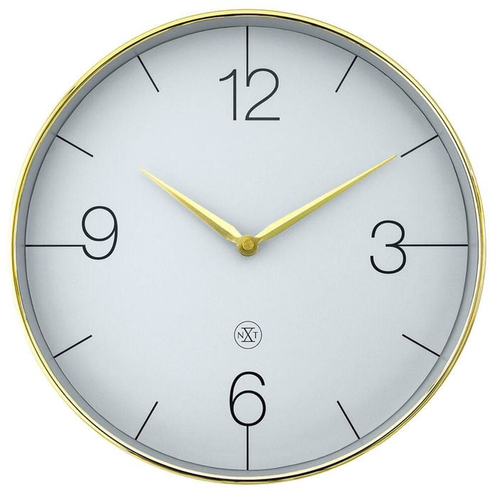 NeXtime Finesse Silent Wall Clock Grey 30.5x30.5x4.3cm Gold Chrome Case ...
