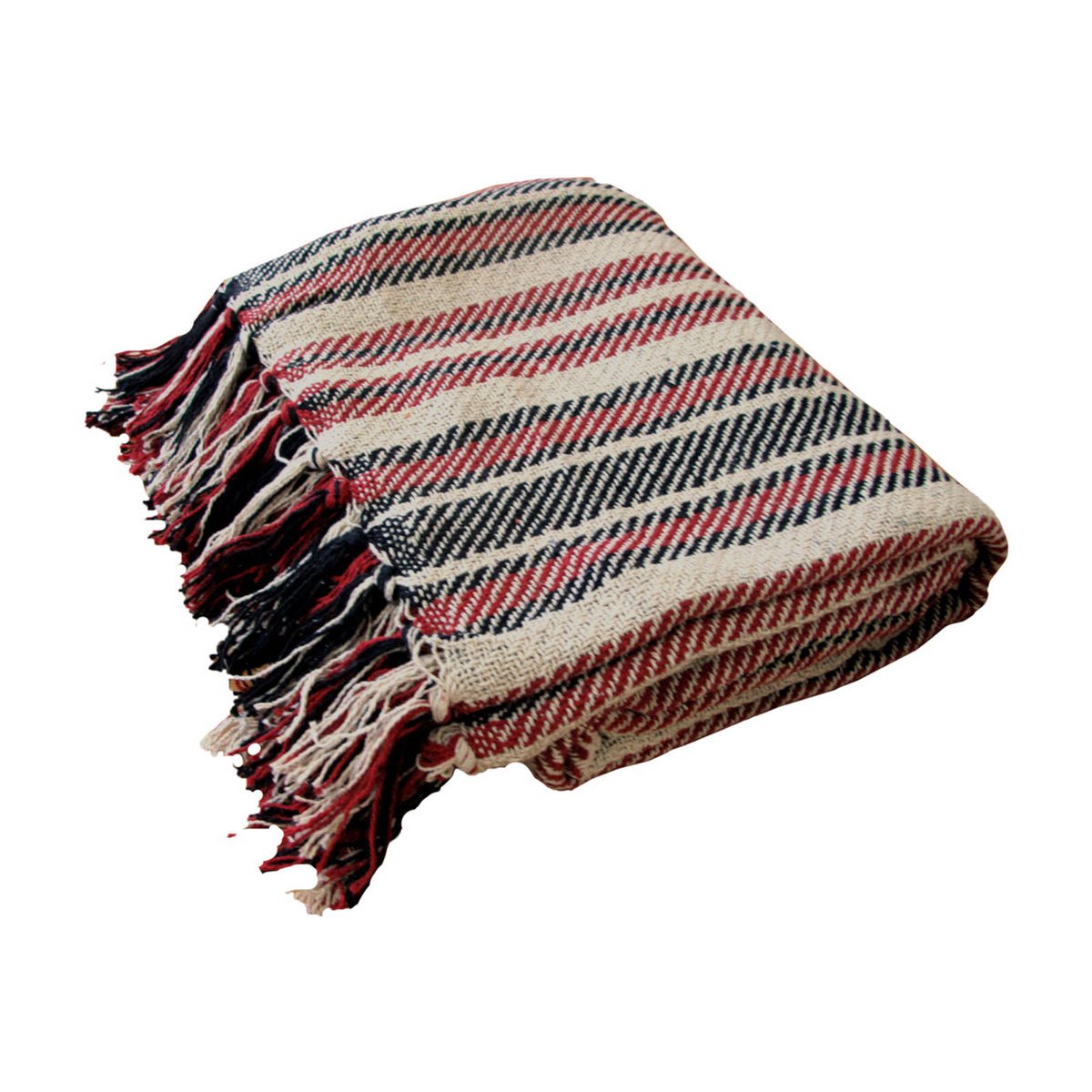 Stella 100% Cotton Knitted Throw Rug Natural Red - Bunnings Australia
