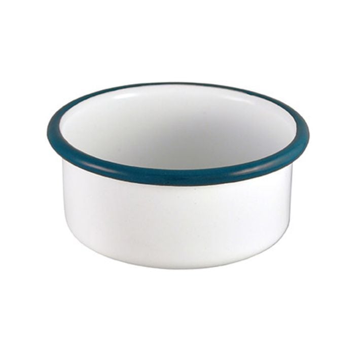 Urban Style Enamelware 8x4cm Ramekin w/ Blue Rim - White - Bunnings ...