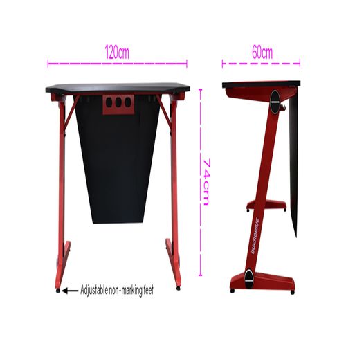 OVERDRIVE Gaming Desk PC Table Setup Computer Carbon Fiber Style Black ...