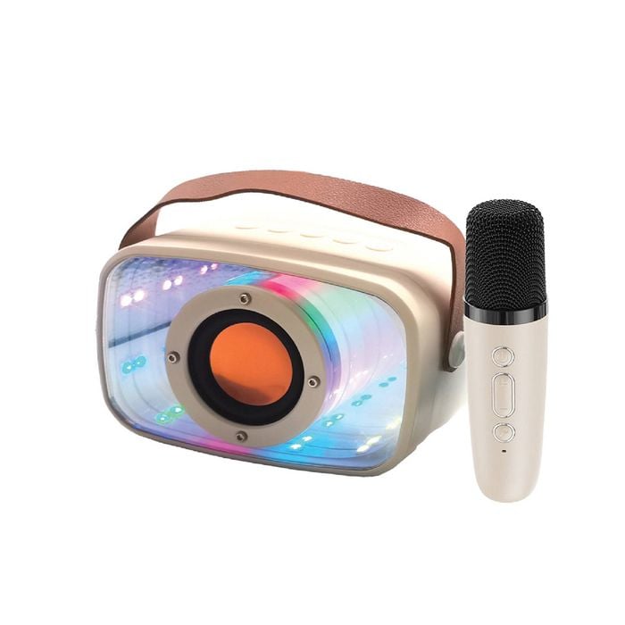 Laser Infinity Karaoke Speaker with Mic (Gold) - Bunnings Australia