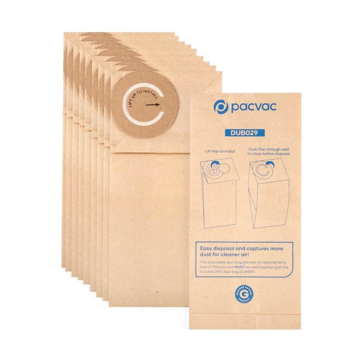 Pacvac 10 x Paper Dust Bags for Micron and Thrift, Genuine - Bunnings ...