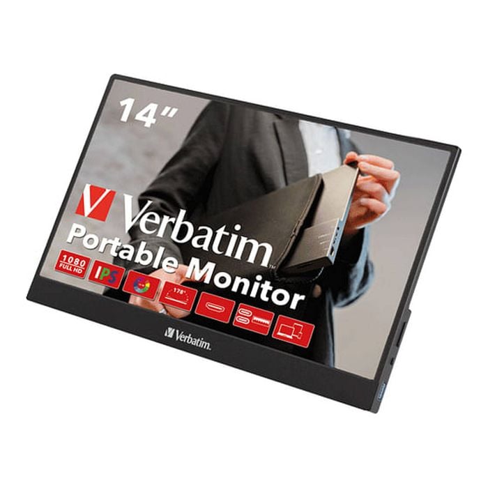 Verbatim 14" FHD IPS Portable Monitor - Black [49590] - Bunnings Australia