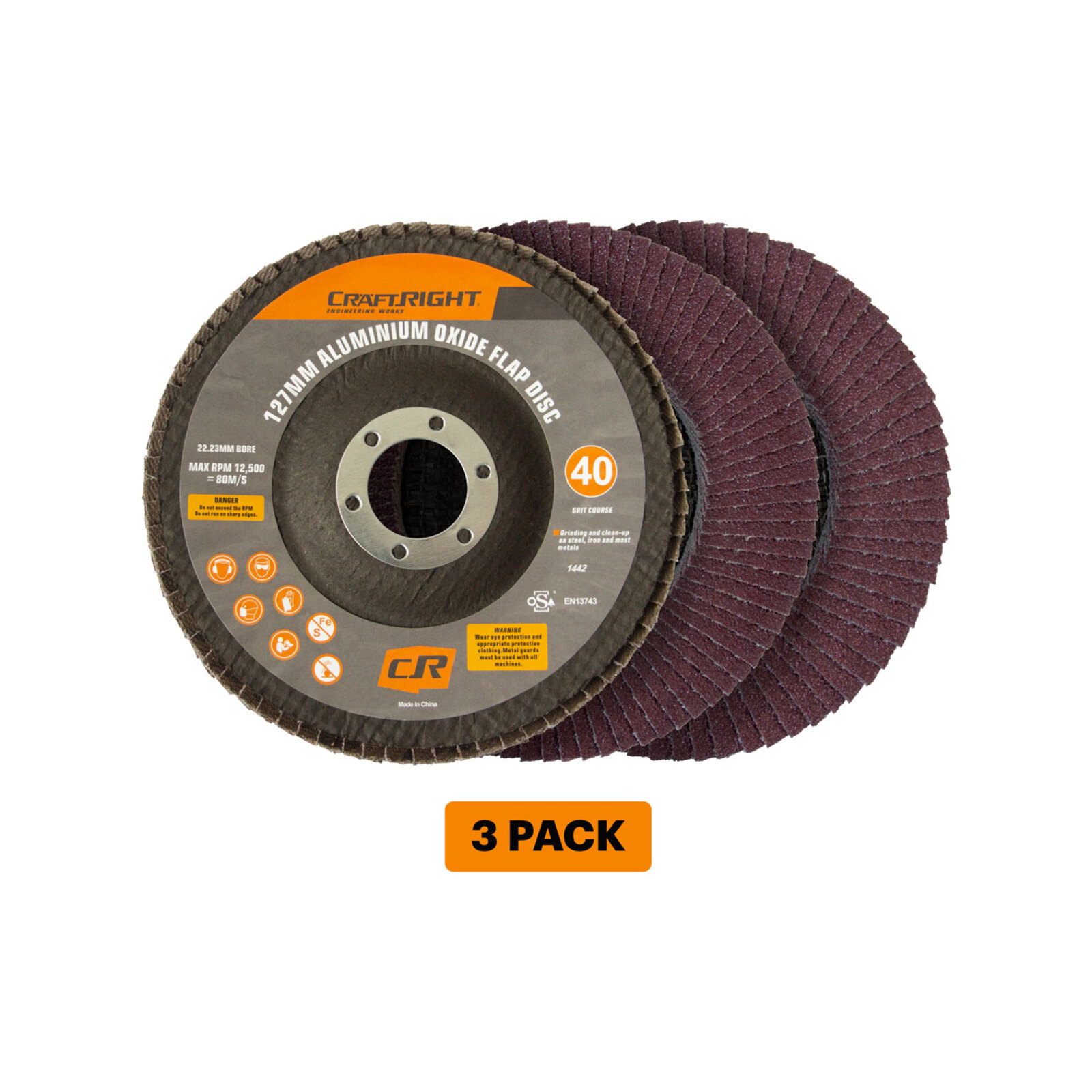 Craftright 127mm Aluminium Oxide Flap Discs 3 Pack Bunnings Australia