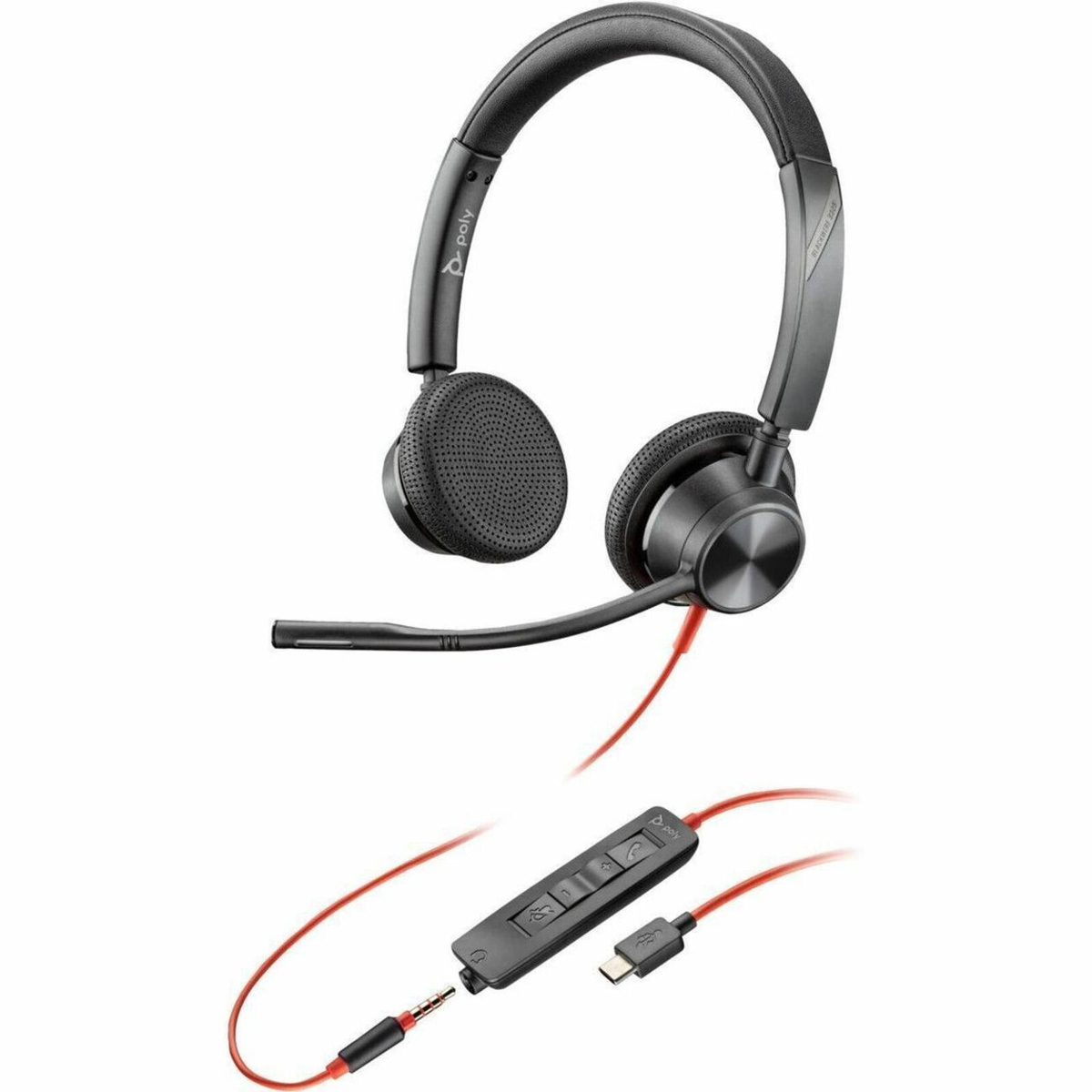 Poly Blackwire 3325 Wired On-ear Stereo Headset - Black - Binaural ...